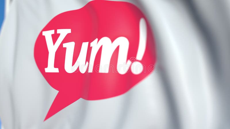 Waving Flag with Yum Brands Logo, Close-up. Editorial Loopable 3D ...