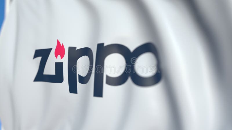 Waving Flag with Zippo Logo, Close-up. Editorial Loopable 3D Animation ...
