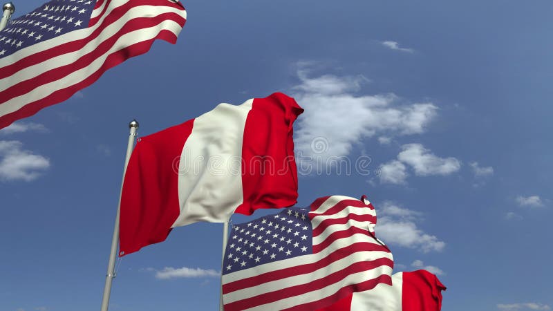 Many Flags of Peru and the USA, Loopable 3D Animation Stock Video ...