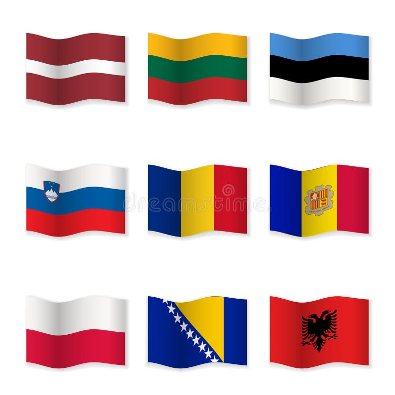 Waving Flags Of Different Countries Stock Vector Illustration Of