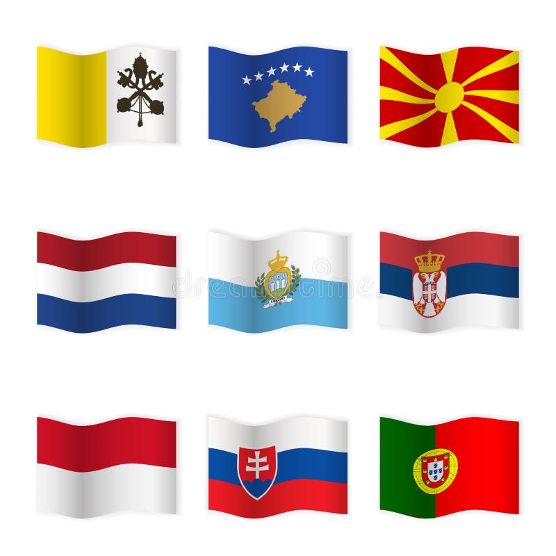 Waving Flags Of Different Countries Stock Vector Illustration Of