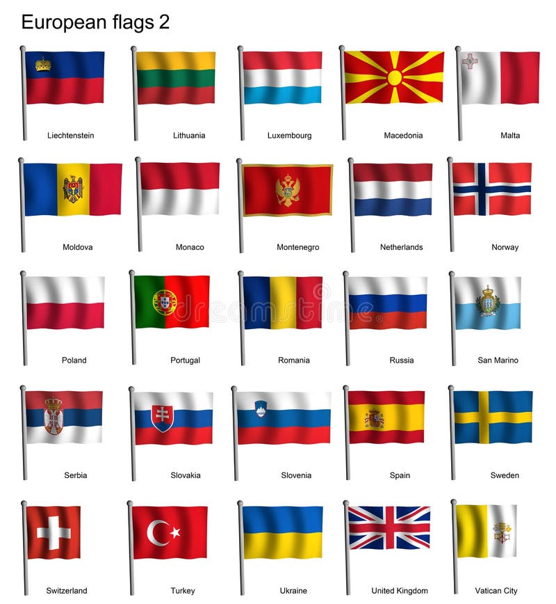 Waving Flags of Europe Part 2 Stock Illustration - Illustration of ...