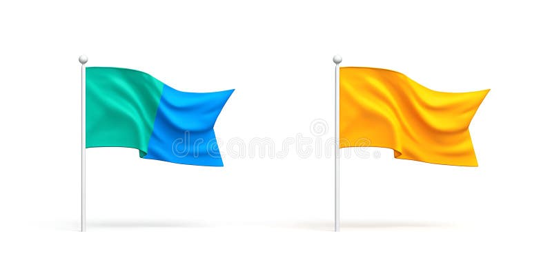 Waving Flags Teal Blue and Gold Flag Illustrations for Websites and ...