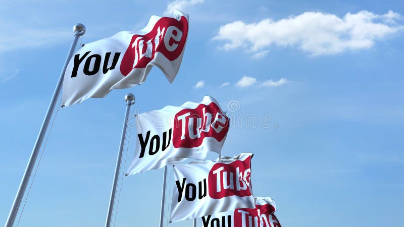 Flag with YouTube, LLC Logo, Close-up. Editorial 3D Rendering Editorial ...