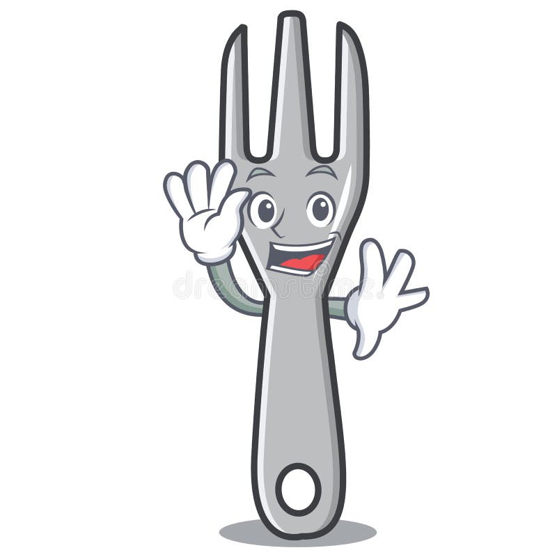 Waving Fork Character Cartoon Style Stock Vector - Illustration of hand ...