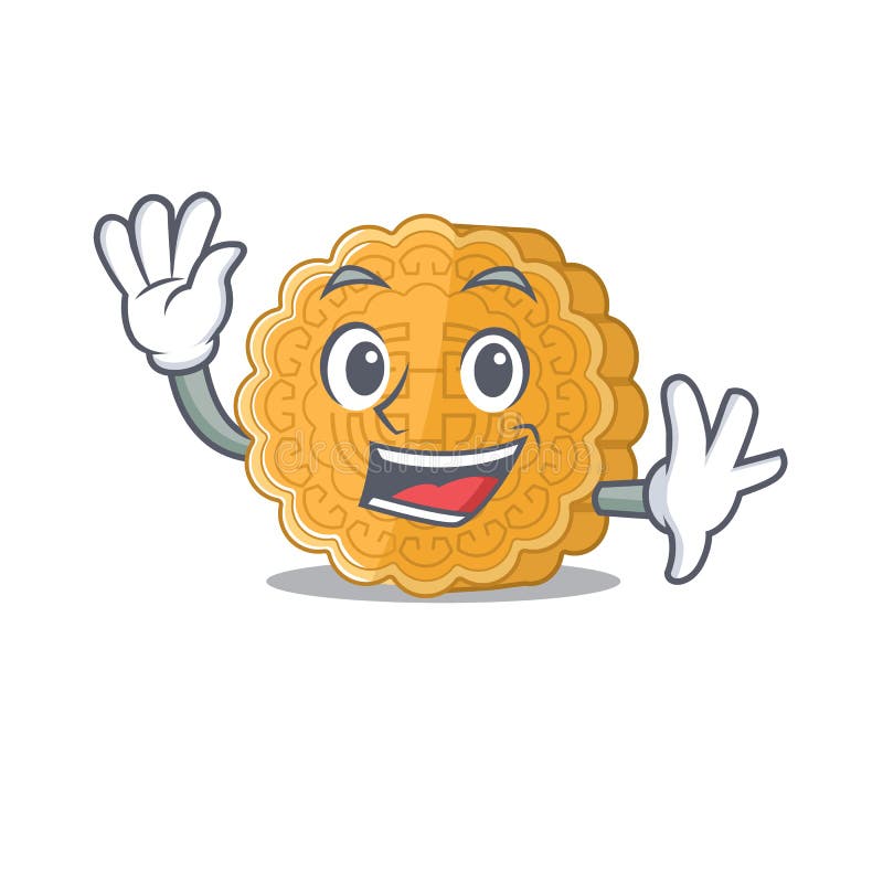 Waving Friendly Chinese Mooncake Cartoon Character Design Stock Vector ...