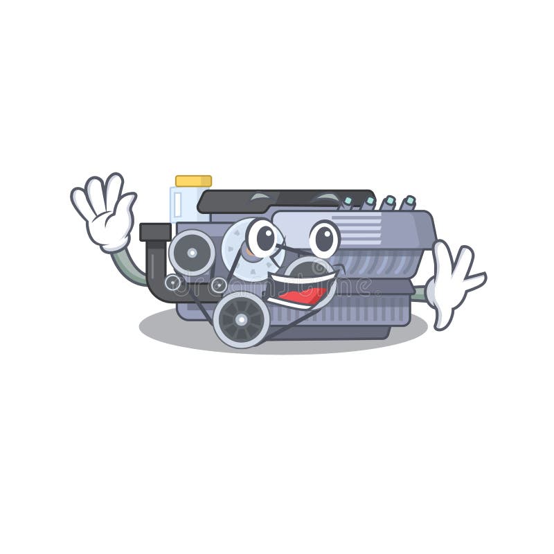 Waving Friendly Combustion Engine Cartoon Character Design Stock Vector ...
