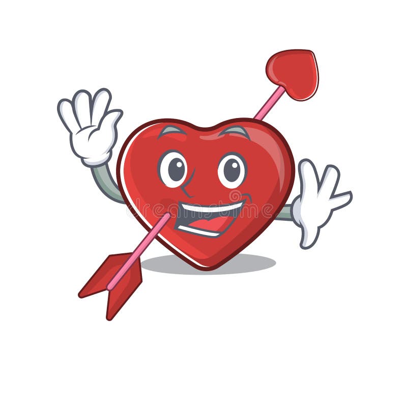 Waving Friendly Heart and Arrow Mascot Design Style Stock Vector ...