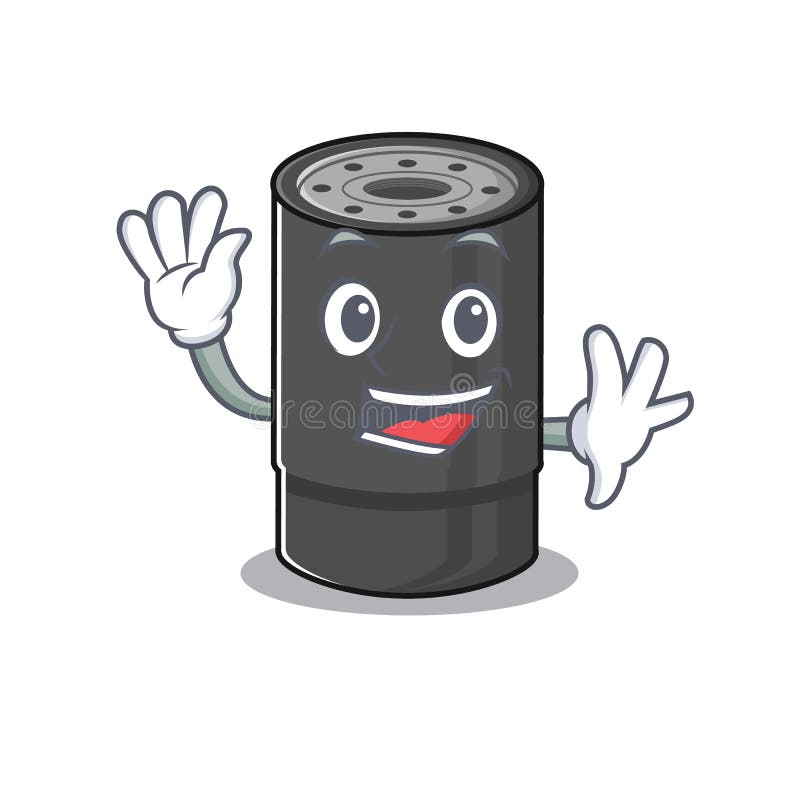 Waving Friendly Oil Filter Cartoon Character Design Stock Vector ...