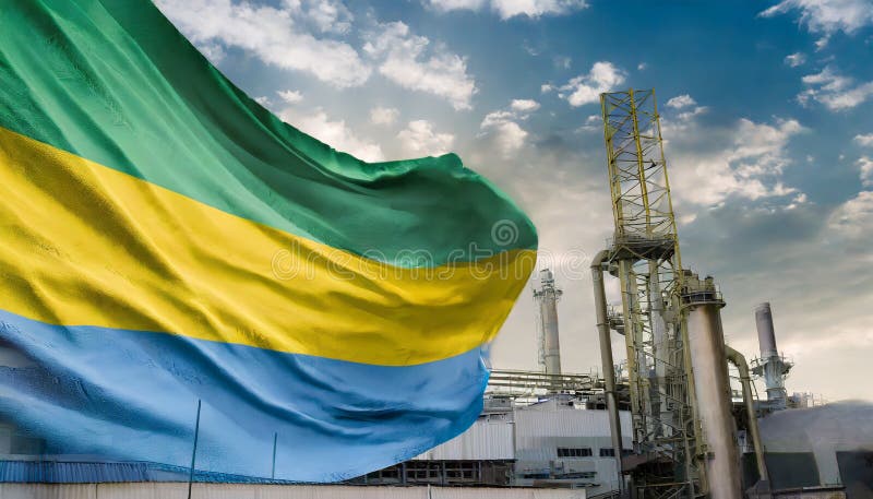Gabon Flag Waving in the Wind Stock Illustration - Illustration of ...