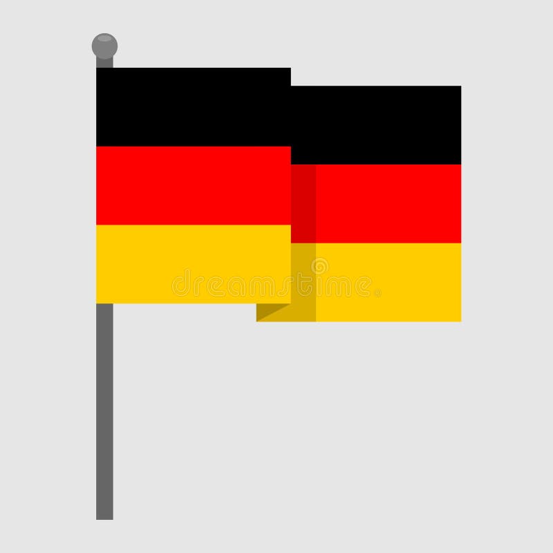 Waving German Flag on a Gray Flagpole Stock Illustration - Illustration ...