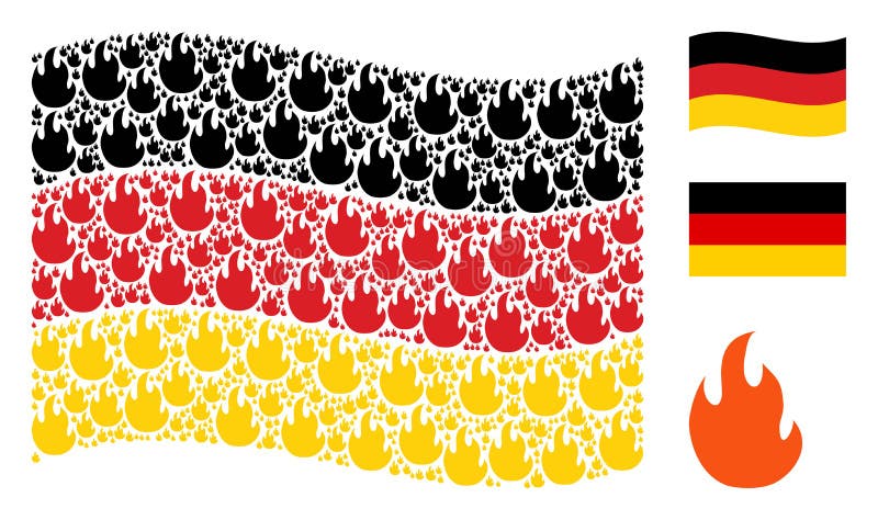 Waving German Flag Pattern of Fire Flame Items Stock Vector ...