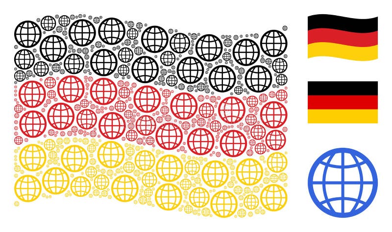 Waving Germany Flag Collage of Globe Items Stock Vector - Illustration ...