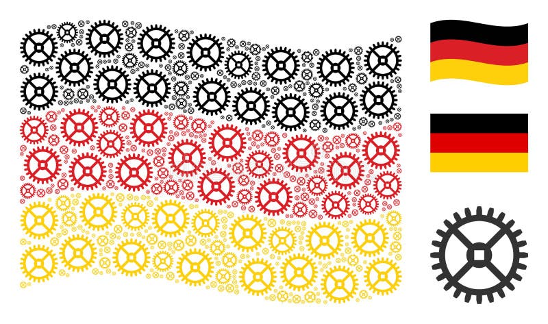 Waving German Flag Collage of Clock Gear Items Stock Vector ...