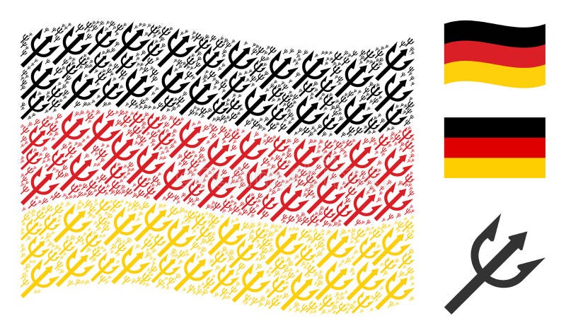 Waving Germany Flag Collage of Trident Fork Icons Stock Vector ...