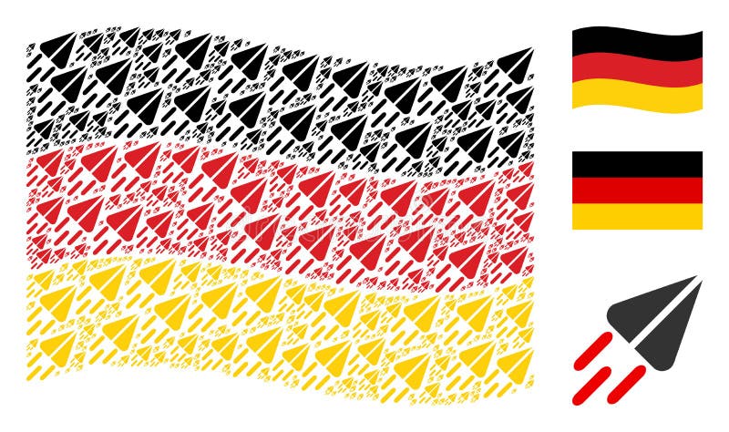 Waving Germany Flag Pattern of Space Ship Items Stock Vector ...