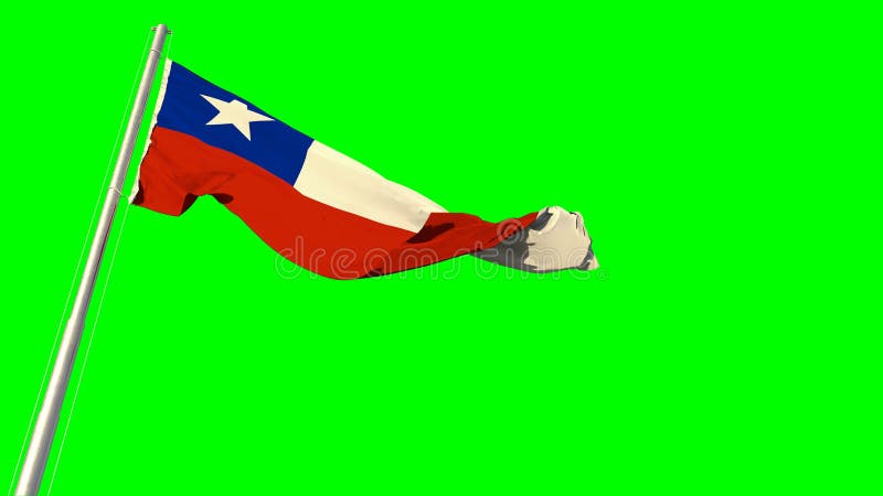 Waving Glorious Flag of Chile on Chroma Key Screen, Isolated - Object ...