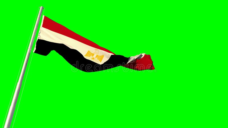 Waving Glorious Flag of Egypt on Green Screen, Isolated - Object 3D ...