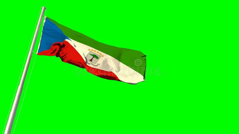 Waving Glorious Flag of Equatorial Guinea on Chroma Key Screen ...