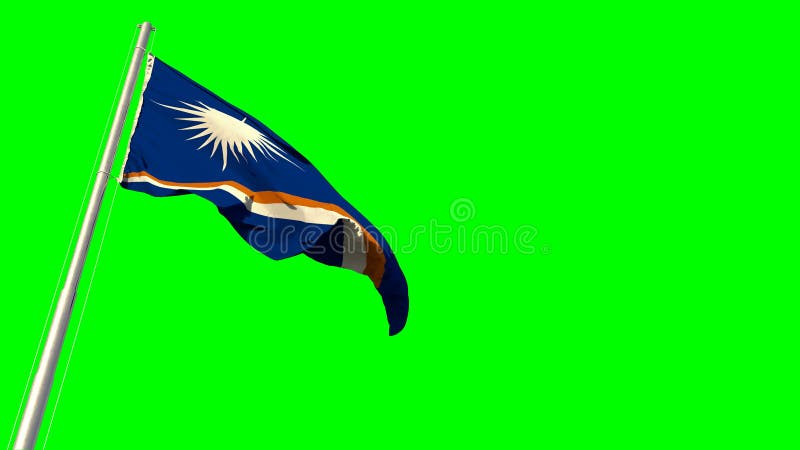 Waving Glorious Flag of Marshall Islands on Chroma Key Screen, Isolated ...