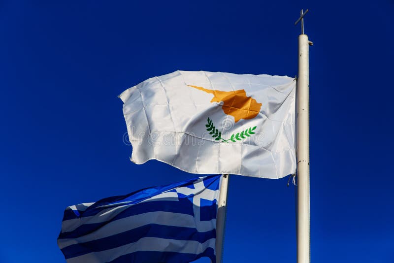 Waving Greece and Cyprus Flags. Stock Photo - Image of national ...