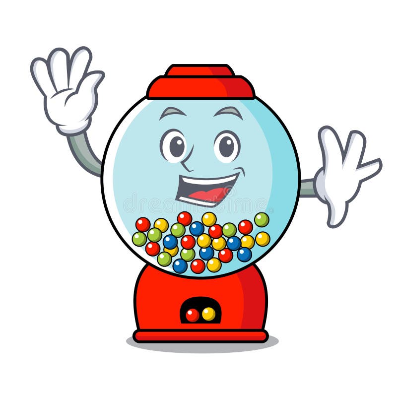 Waving Gumball Machine Character Cartoon Stock Vector - Illustration of ...