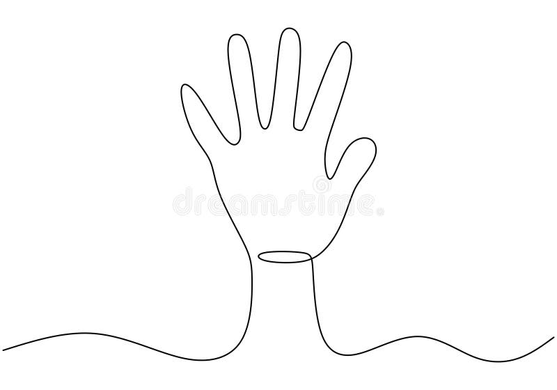 Waving Hand Continuous Line Drawing. Hand Gesture Concept. Minimalist ...