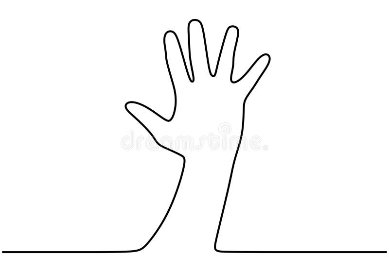 Waving Hand Continuous Line Drawing. Hand Gesture Concept. Minimalist ...