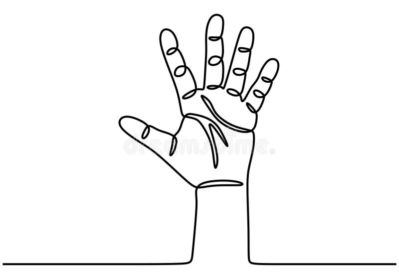 Waving Hand Continuous Line Drawing. Hand Gesture Concept. Minimalist ...