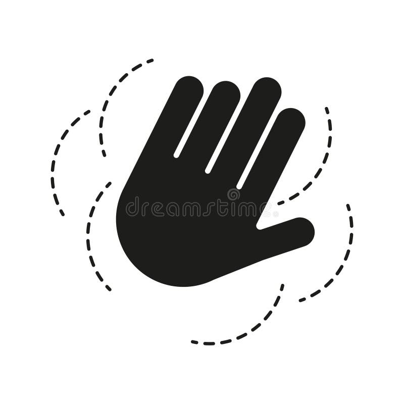 Waving Hand Icon. Black Silhouette. Dashed Lines. Vector Illustration ...