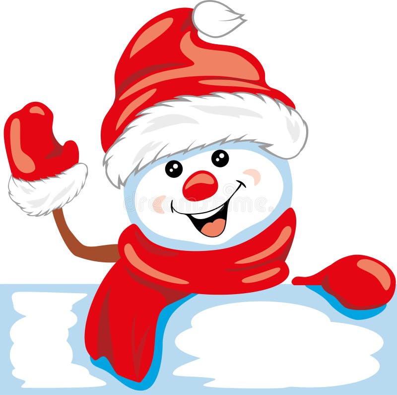 Waving Happy Snowman Isolated on White Stock Vector - Illustration of ...