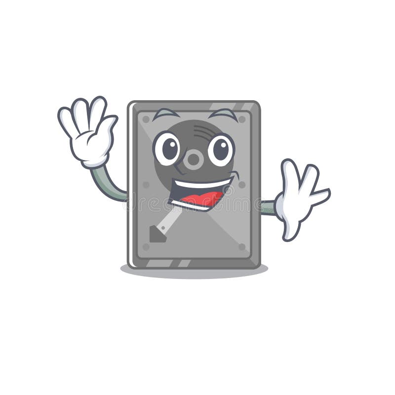 Waving Hard Drive Internal Mascot Isolated Cartoon Stock Vector ...