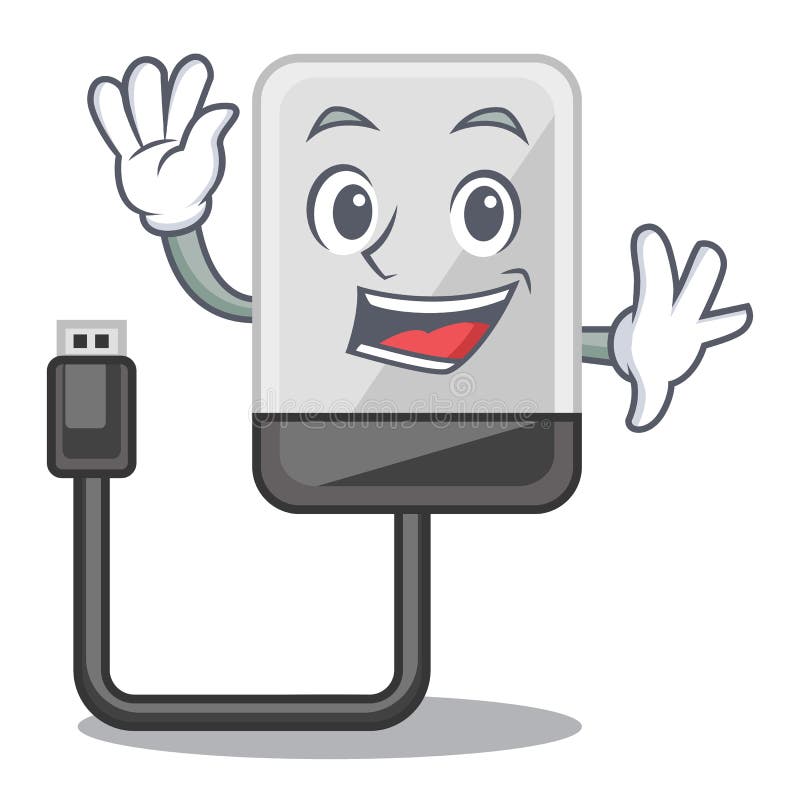 Waving Hard Drive Internal Mascot Isolated Cartoon Stock Vector ...