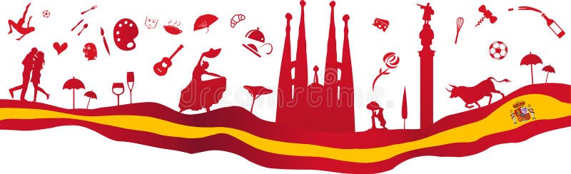 Waving Horizontal Spain Flag Stock Vector - Illustration of symbol ...