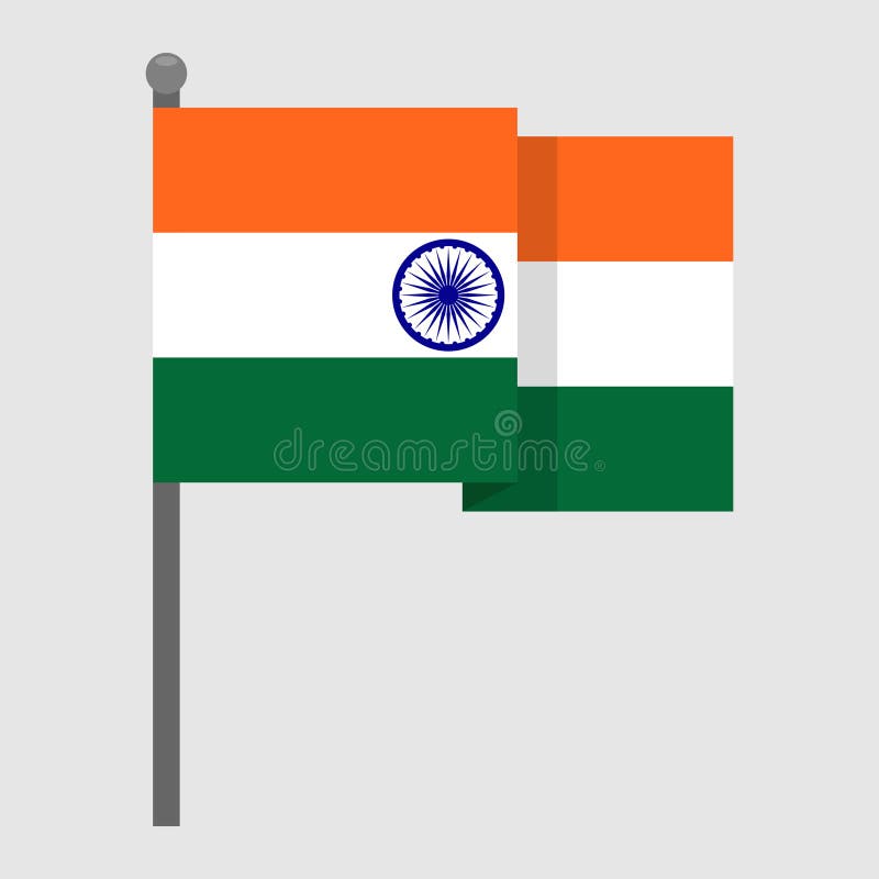 Waving Indian Flag on a Flagpole Stock Vector - Illustration of ...