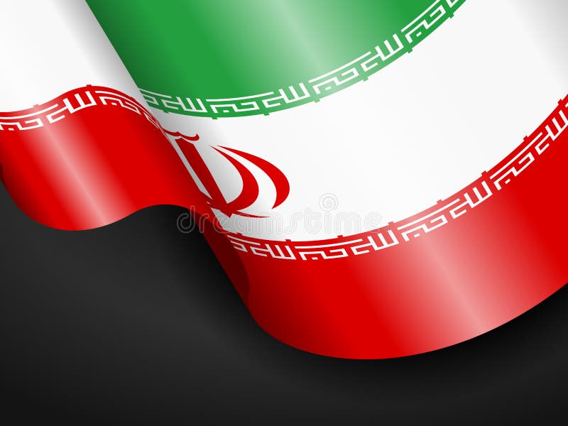 Waving Iran flag on black stock vector. Illustration of wallpaper ...
