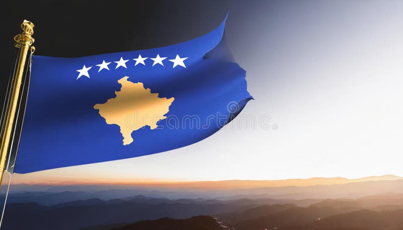 3D Waving Kosovo City Flag of Dragas Closeup View Stock Illustration ...