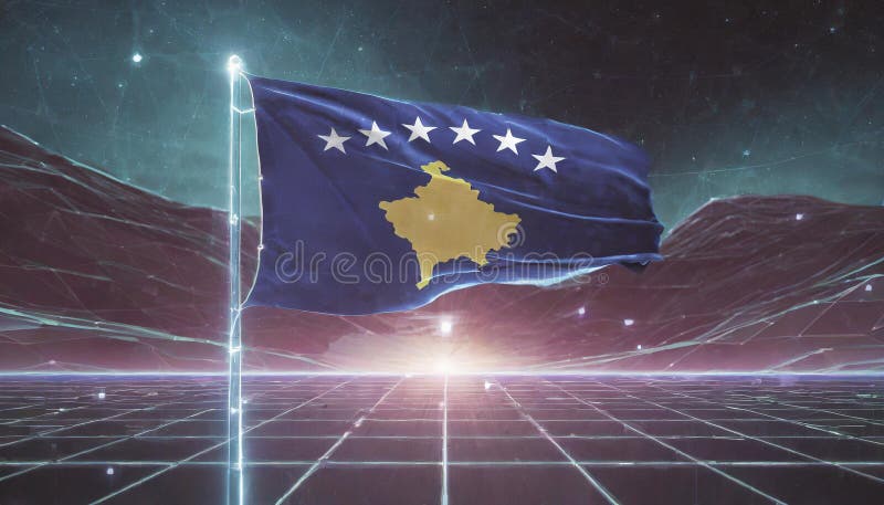3D Waving Kosovo City Flag of Dragas Closeup View Stock Illustration ...
