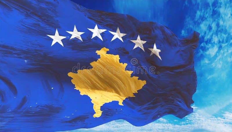 3D Waving Kosovo City Flag of Dragas Closeup View Stock Illustration ...