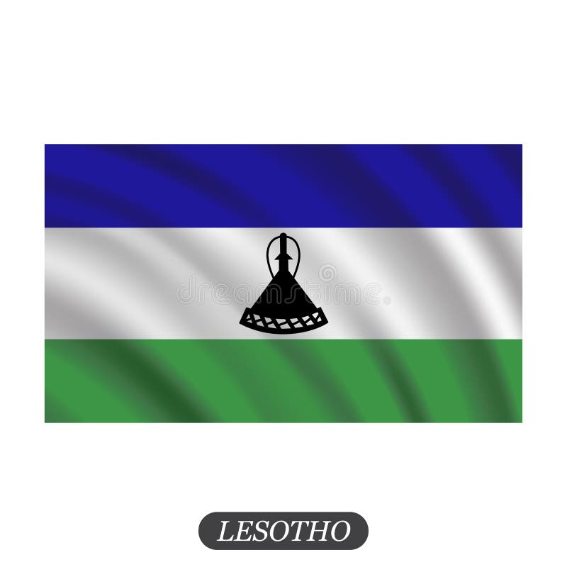 Waving Lesotho Flag on a White Background. Vector Illustration Stock Illustration - Illustration ...