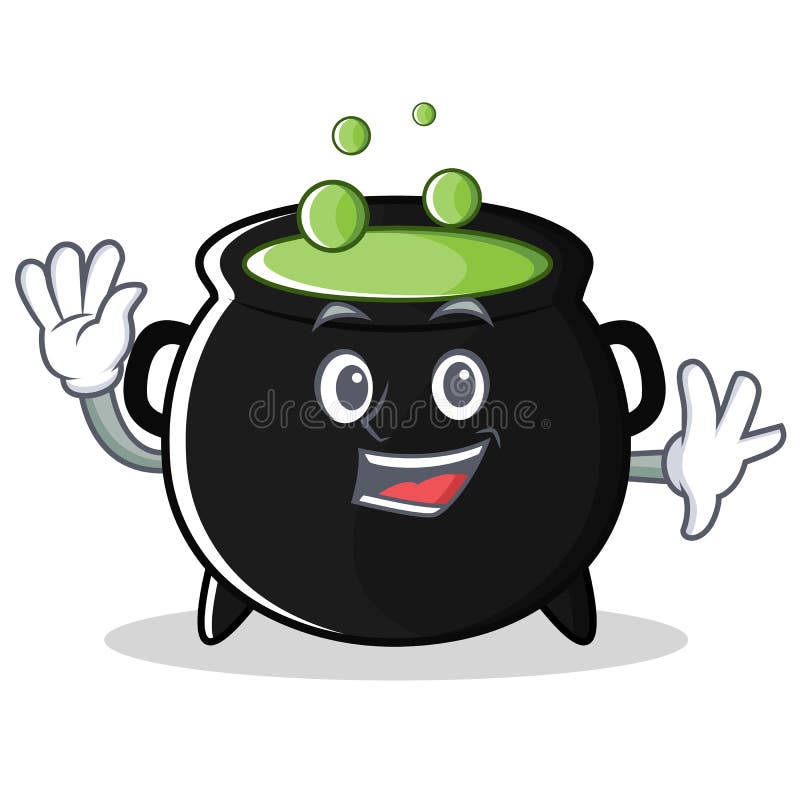 Waving Magic Cauldron Character Cartoon Stock Vector - Illustration of ...