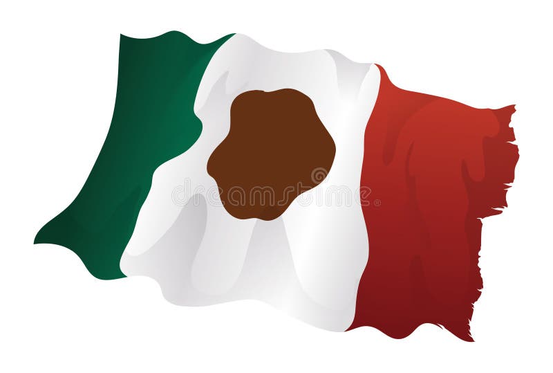 Waving Mexican Flag with Torn Edges in Gradient Style, Vector ...