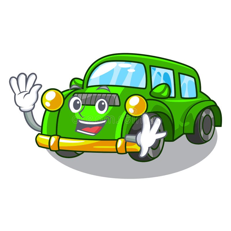 Waving Miniature Classic Car in Shape Characters Stock Vector ...