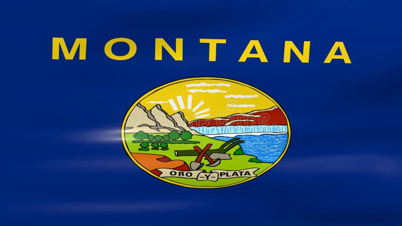 Montana State Flag on Judge Hammer in Court with Word Justice. Justice ...