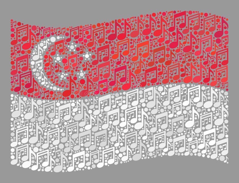 Waving Music Notation Singapore Flag - Mosaic with Music Notes Stock ...