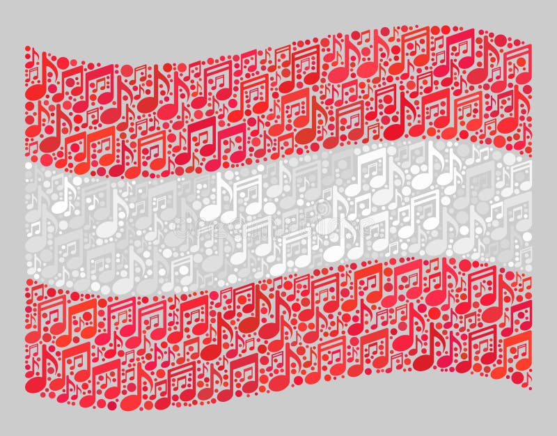Waving Musical Austria Flag - Collage of Musical Notes Stock Vector ...