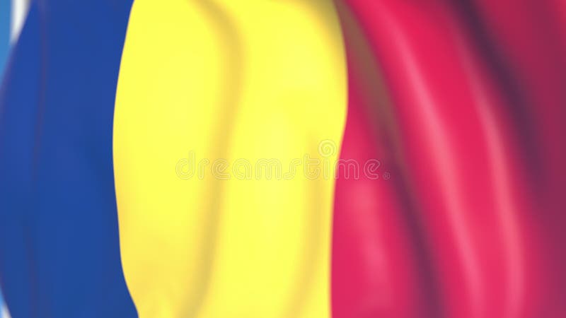 Waving National Flag of Romania Close-up, Loopable 3D Animation Stock ...