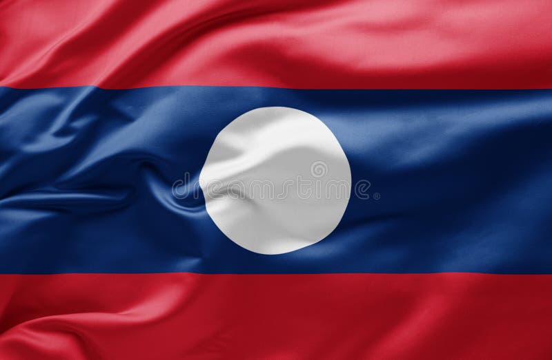 Waving National Flag of Laos Stock Illustration - Illustration of ...