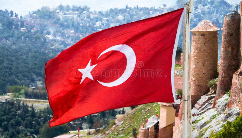 Waving National Flag of Turkey Stock Illustration - Illustration of ...