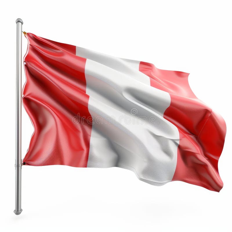 Waving Peruvian National Flag on Pole Stock Illustration - Illustration ...